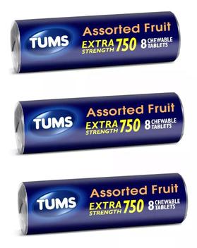 Pastilhas Tums Antacid Extra Strength 750 Fruit com 24 Unidades ...
