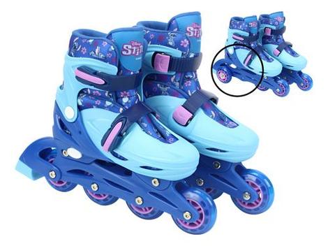 Patins Stitch Infantil 4 Rodas Roller 32 Ao 35 Kit Proteção - BBR TOYS ...