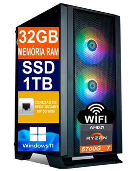 Pc Gamer Cpu Ryzen 7 5700g / Ssd 1tb M2 / 32gb Ddr4 / 700w - Tech Power ...