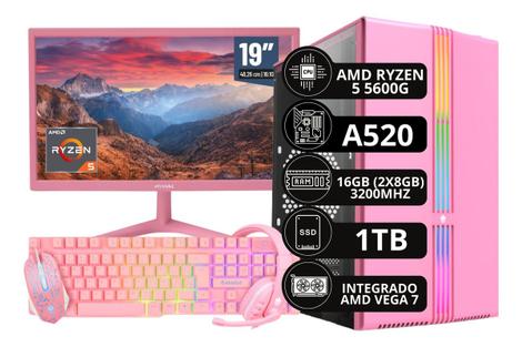 Pc Gamer Rosa Completo Ryzen 5 5600gt Vega 7 Ssd 1tb 16gb - Option ...