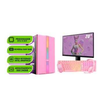 PC Gamer Rosa Pink Feminino Completo Intel Core i5 Memoria Ram 16GB SSD ...