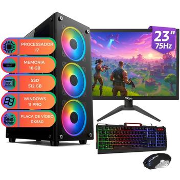 PC Gamer Up Starter Max V.2 I7 16GB SSD 512GB RX580 + Monitor 23" Full ...