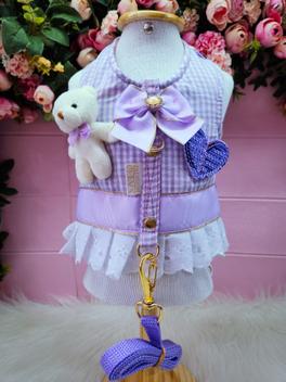 Peitoral Ursinha Luxo Lilás para cachorro e gato - Sato Moda Pet - Peitoral para Cachorro ...