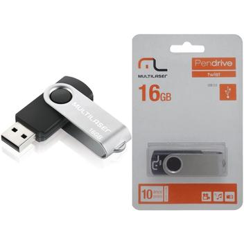 Pen Drive 16 GB Twist Preto USB 2.0 - Multilaser PD588 - Pen Drive ...