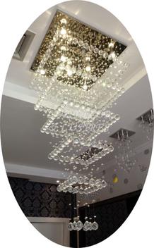 Pendente De Cristal Base Inox 80x80cm Para Pé Direito Alto - LUZ DECOR ...