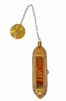 Pendente Marroquino Manzane em Latao Vidro Ambar - Wood - Pendente ...
