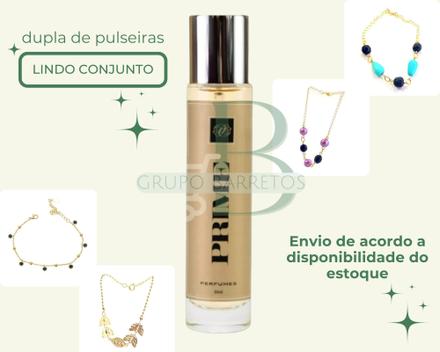 Perfume Prime nº100 Elegância com 02 pulseiras folheadas a ouro ...