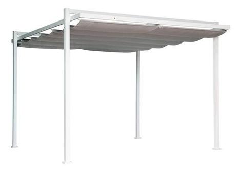 Pergolado Retrátil Aço E Poliester Tenda 3,2x3,6m - White - Naterial ...