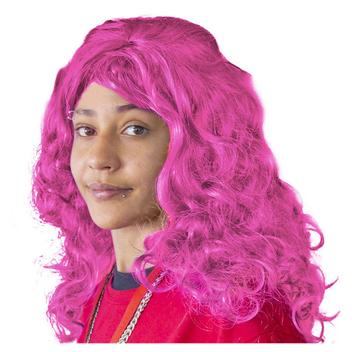 Peruca Cacheada de Festa Pink Longa com Franja - Apollo Festas ...