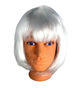 Peruca Com Franja Sintética Curta Lisa Branca De 25 Cm - MOR - Peruca e ...