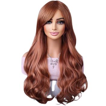 Peruca Ondulada Com Franja Lace Wig 70cm Ultra Fibra - GM Hair - Peruca ...