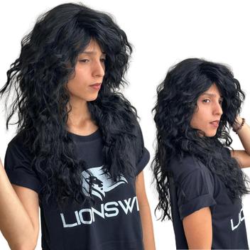 Peruca rock heavy metal anos 60 70 80 ondulada volumosa friz - LIONSWIG ...