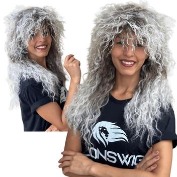 Peruca rock heavy metal anos 60 70 80 ondulada volumosa friz - LIONSWIG ...