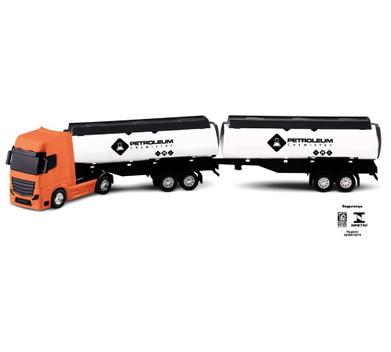 Petroleum Tanque Roma Brinquedos Carreta Dupla Bitrem Laranja 42cm ...