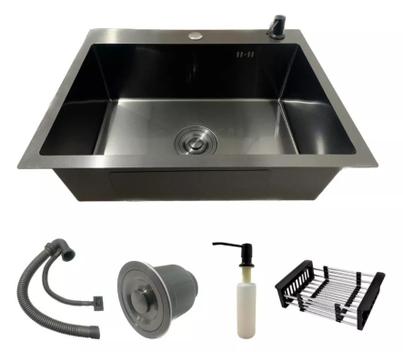 Pia De Cozinha Metal Inox Preta Gourmet Moderna Cuba De Luxo - AIKO ...