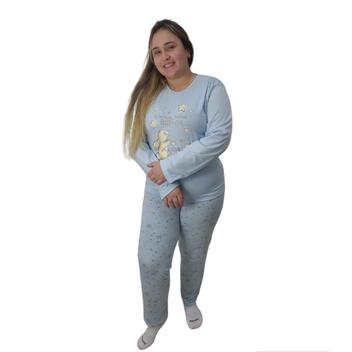 Pijama Feminino Adulto Manga Longa Estrelas Izitex - Pijama Feminino ...