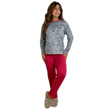 Pijama Feminino Estampado Manga Comprida Outono Inverno - FEMINNITA ...