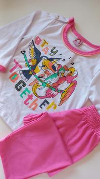 Pijama Longo Infantil Feminino Pássaros - Turma Da Mal - Turma Da Mel ...