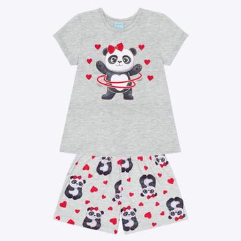 Pijama Ursinha Panda Brilha no Escuro Infantil Feminino Kyly 1000439 ...