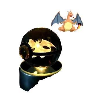 Pikachu Gengar Mew Mewtwo 3D Crystal Ball Lamp Base Pokeball Figurinhas ...