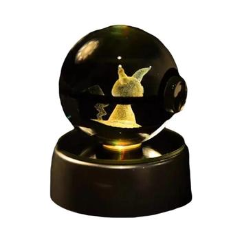 Pikachu Gengar Mew Mewtwo 3D Crystal Ball Lamp Base Pokeball Figurinhas ...