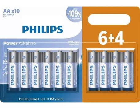 Pilha Alcalina Philips Aa 1.5v Cartela Com 10 Unidades - Pilhas ...