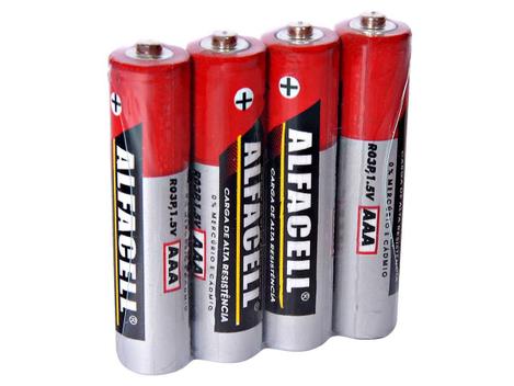 Pilha Comum Aaa 1.5V Cartela 4 Pilhas Tubo 15Un Alfacell - Pilhas ...