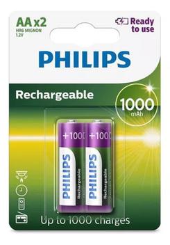 Pilha Philips - Pilhas Pilha recarregável philips aa1,2v 1000mah ...