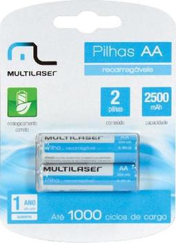 Pilha Recarregavel AA 2500MAH CB053 - Blister com 2 - Multilaser ...