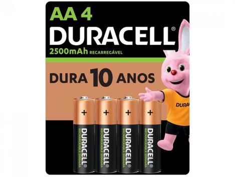 Pilha Recarregável AA Duracell 2500mAh 4 Unidades - Pilhas - Magazine Luiza