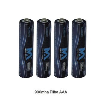 Pilha Recarregavel Aaa 900mah Unidades 4 Com - MaxMidia - Pilhas ...