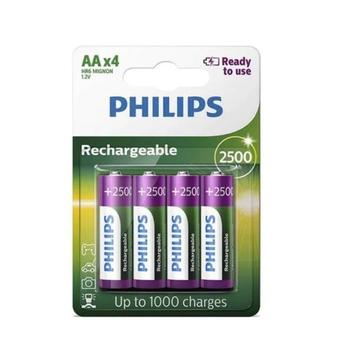 Pilha Recarregável Philips AA 2500 Mah com 4 Unidades - Pilhas ...
