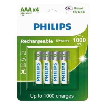 Pilha Recarregável Philips Aaa 1000 mAh Palito com 4 Unidades Prontas ...
