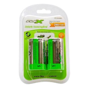 Pilha Recarregavel Tipo D Flex 2900mah Grande Lr20 Com 2 Und - A.R ...