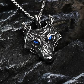 Pingente Celta Viking de Cabeça de Lobo Masculino - Titânio e Aço ...