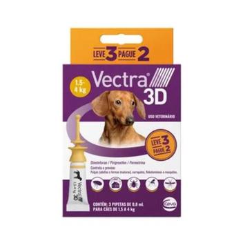 Pipeta Antiparasitário Carrapato Ceva Vectra 3d Cães 1-4kg - Antipulga ...