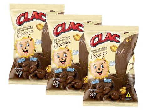 Pipoca Caramelizada Clac Cobertura Chocolate 60g - 3 Unid - Tubinho de ...