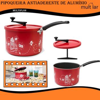 Pipoqueira Multiflon Alumínio Antiaderente 20 Azul Vermelha - Panela ...