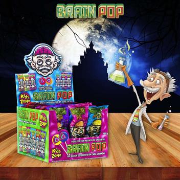Pirulito Recheio De Chiclete Kids Brain Pop Display Com 50 - Kids Zone ...