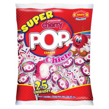 Pirulito Super Cherry Pop Cereja Recheio Chiclete c/25 - Sams ...