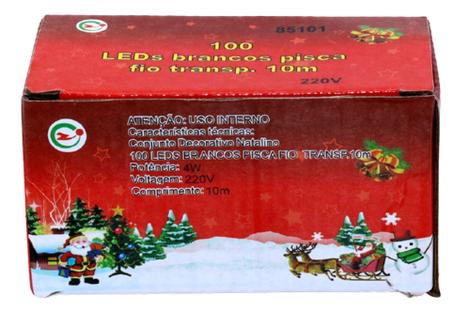 Pisca-Pisca 100 Leds Brancos Fio Transparente 10m 220Volts - Global ...