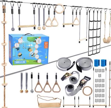 Pista de Obstáculos Ninja Warrior Hyponix - Até 400kg - Kit Slackline ...