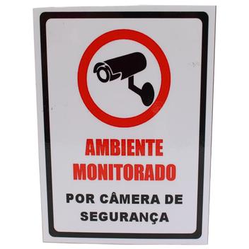 Placa 19x14cm Informativa Ambiente Monitorado Por Câmera Segurança ...