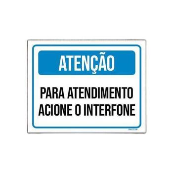 Placa Atenção Para Atendimento Acione Interfone 36X46 - Sinalizo ...