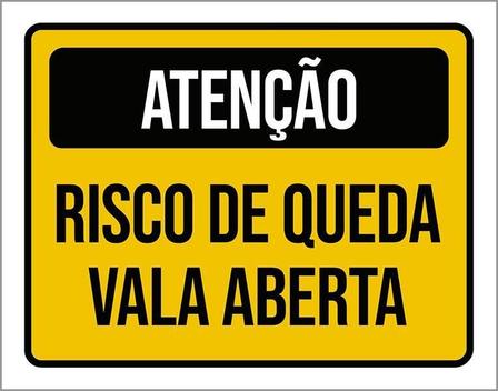 Placa Atenção Risco Queda Vala Aberta 18X23 - Sinalizo - Placa de ...