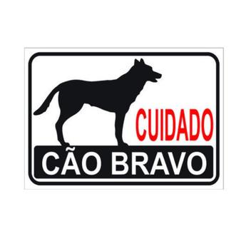 Placa de aviso cuidado Cao Bravo sinalização 20X30CM - Pacif Flowers ...