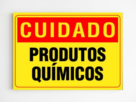 Placa de aviso cuidado produtos químicos sinalização a4 mdf - Genérico ...