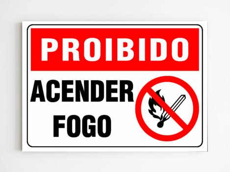 Placa de aviso proibido acender fogo segurança mdf 20x29 a4 - Genérico ...