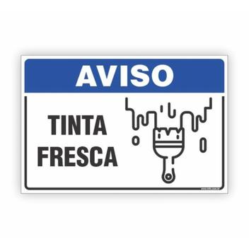 Placa de Aviso / Sinalização - Cuidado Tinta Fresca - (15x20cm) TF04 ...