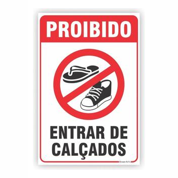 Placa de Aviso / SInalização - Proibido entrar de Calçados (15x20cm ...